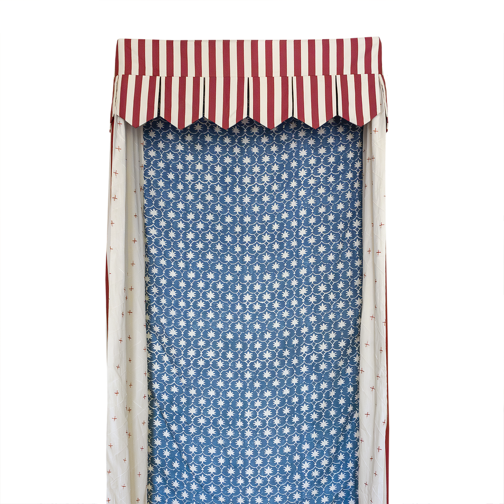 Bed Canopy - Single - Red Stripe/Denim Palm Grove