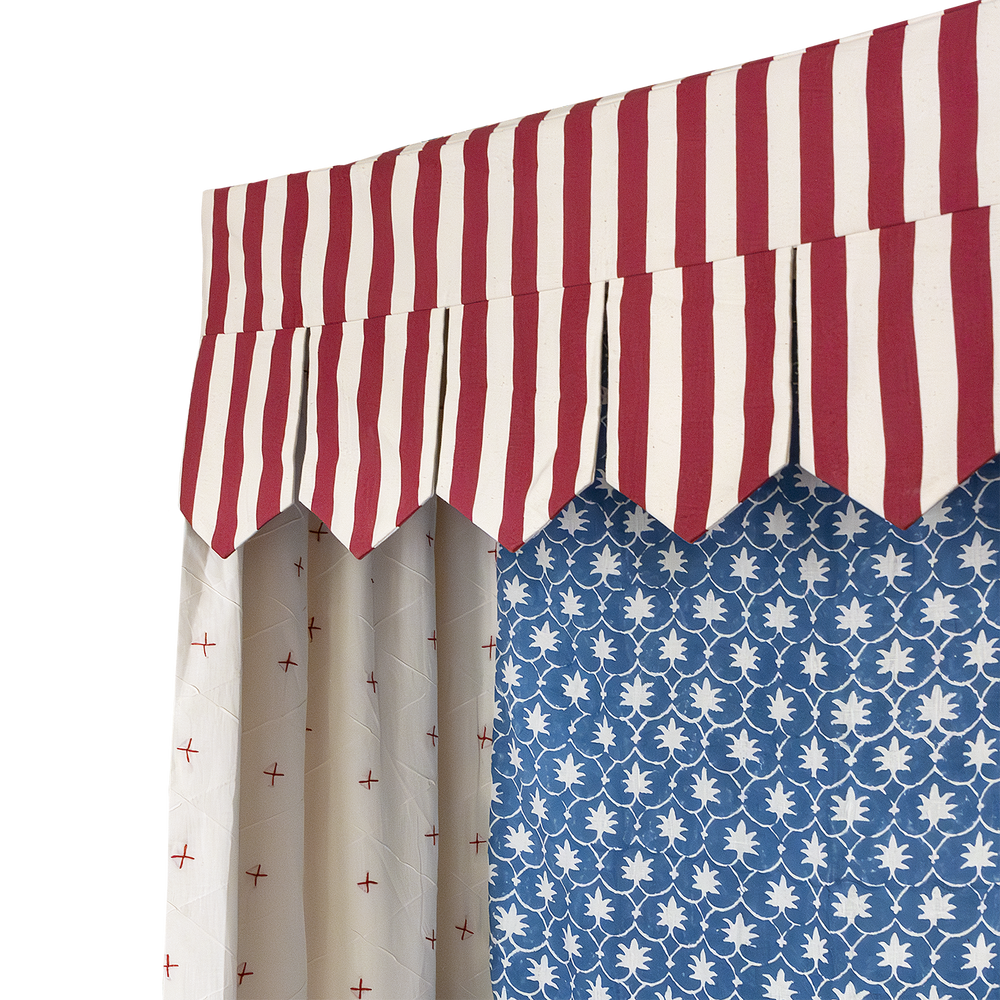 Bed Canopy - Single - Red Stripe/Denim Palm Grove
