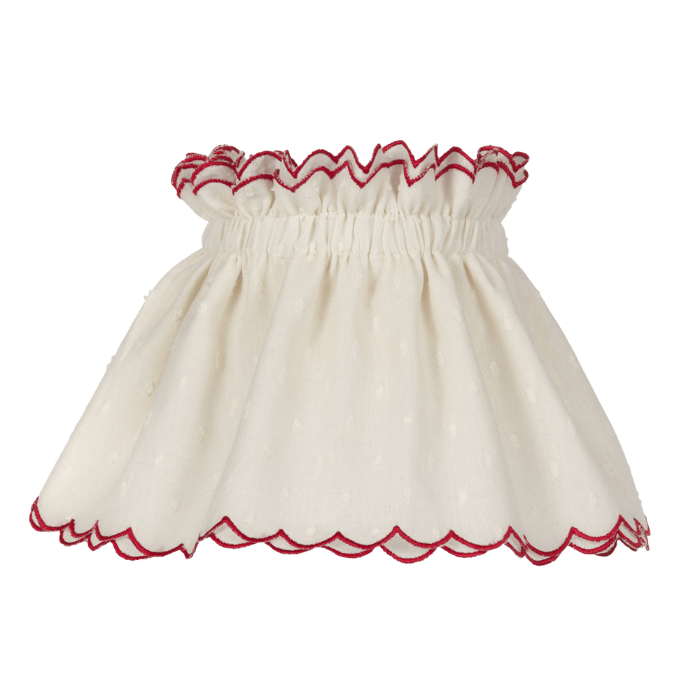6 inch Red Scallop Cotton Scrunchie Lampshade