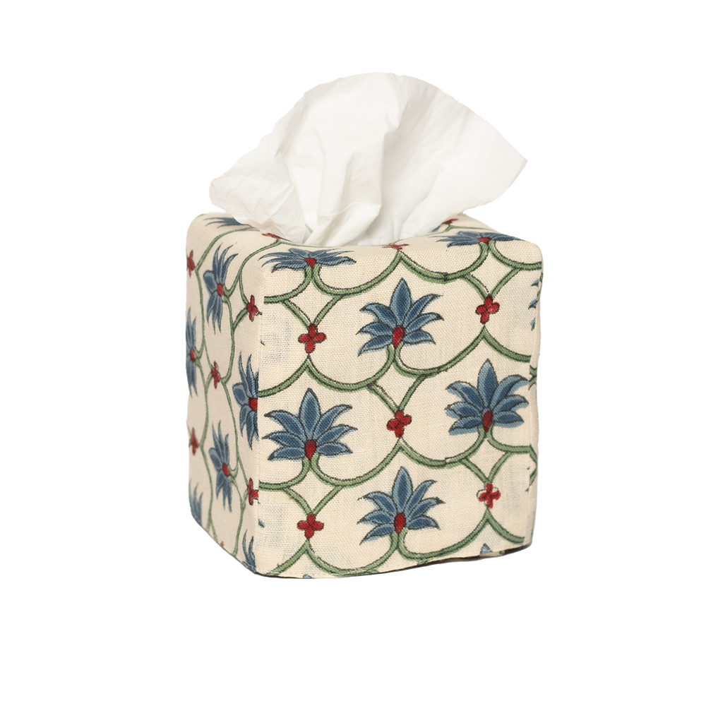 Square Palm Grove Linen Tissue Box Cover