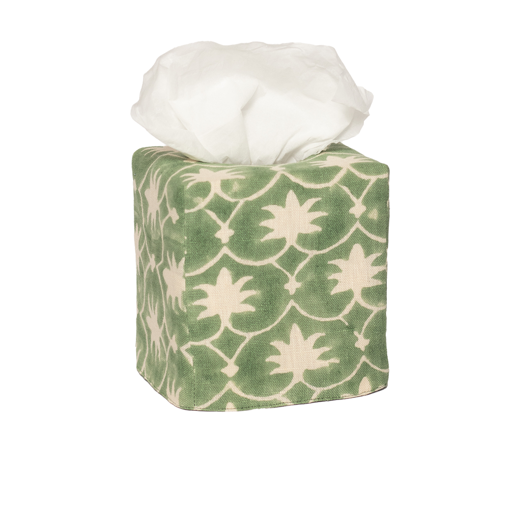 Square Palm Grove Linen Tissue Box Cover