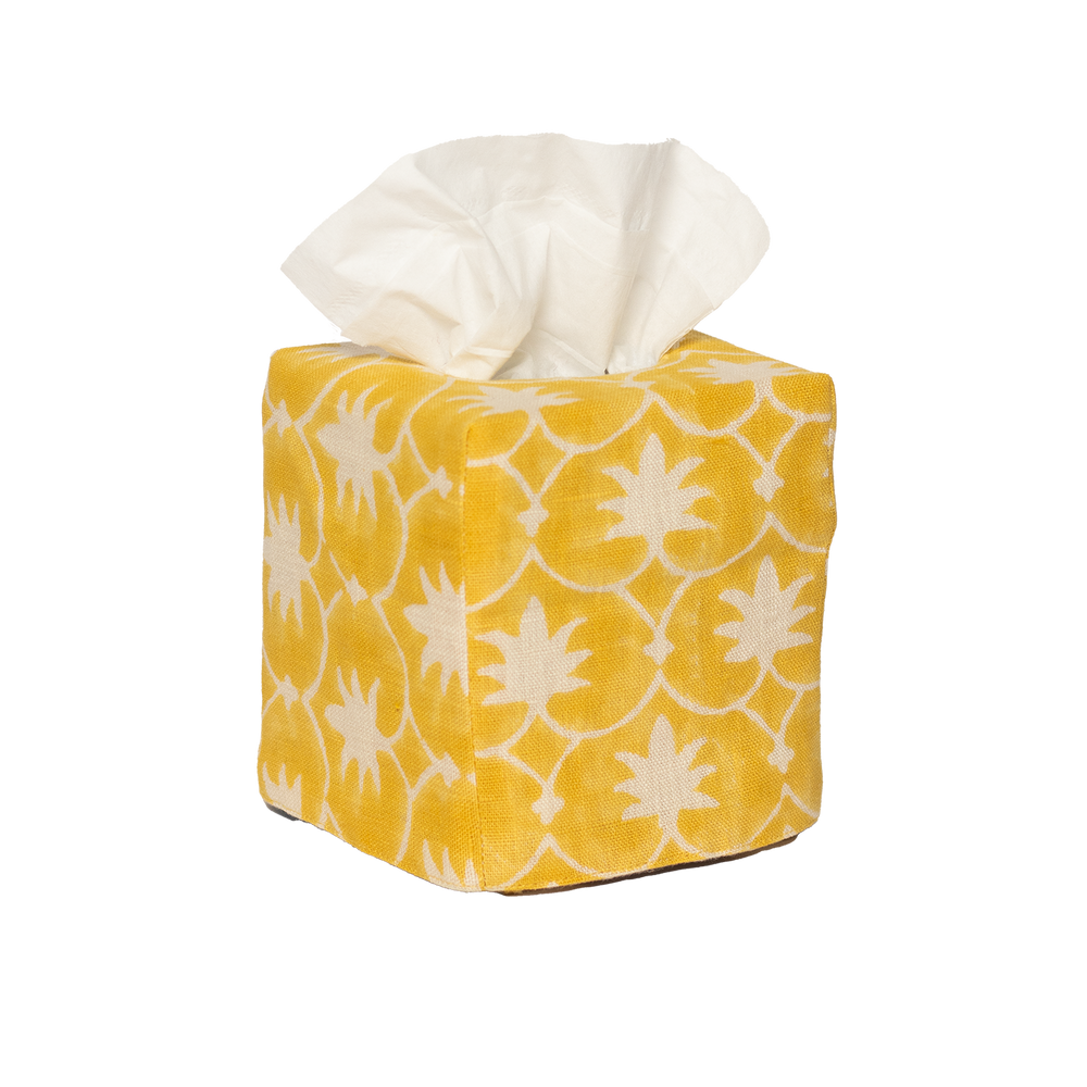 Square Palm Grove Linen Tissue Box Cover