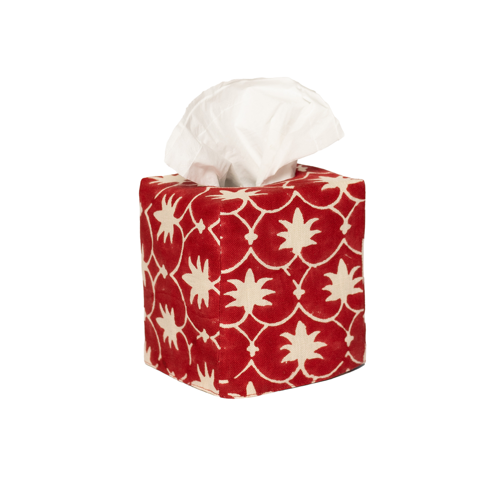Square Palm Grove Linen Tissue Box Cover