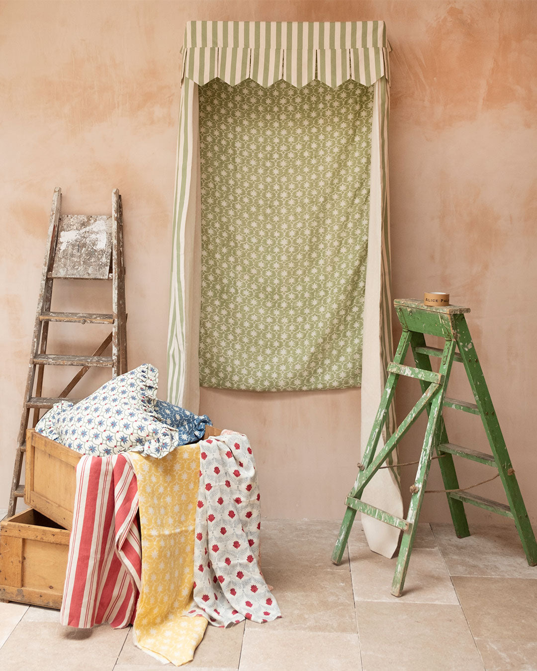 Bed Canopy - Single - Olive Stripe/Palm Grove