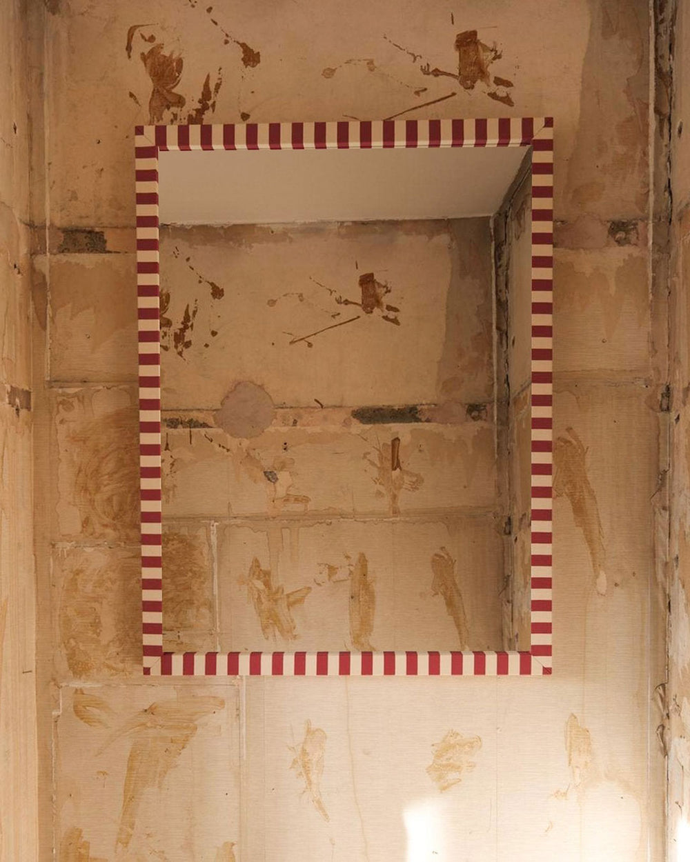Tangier Red Stripe Fabric Mirror