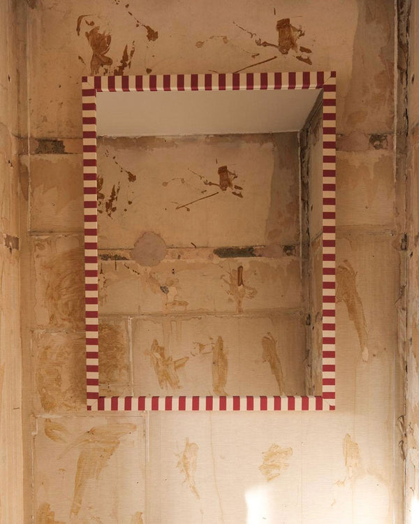 Tangier Red Stripe Fabric Mirror