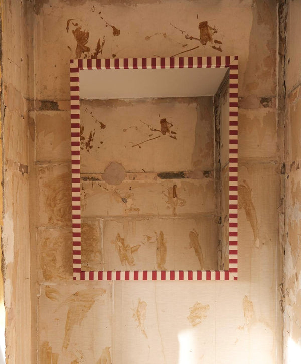 Red Striped Fabric Mirror