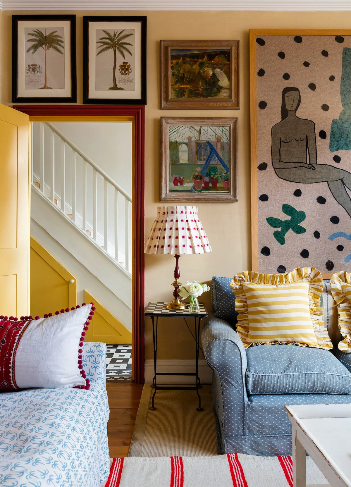 Tangier Mustard Stripe Frilly Cushion