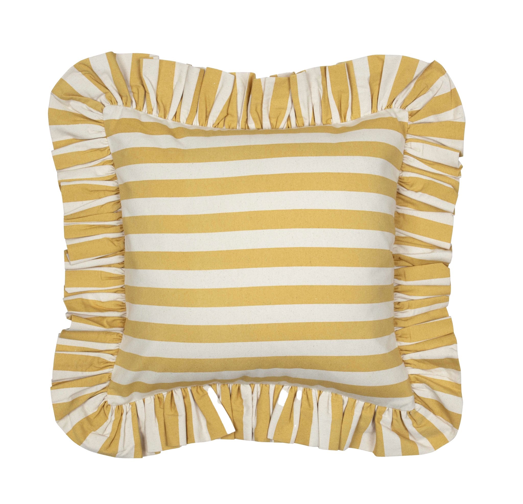Tangier Mustard Stripe Frilly Cushion