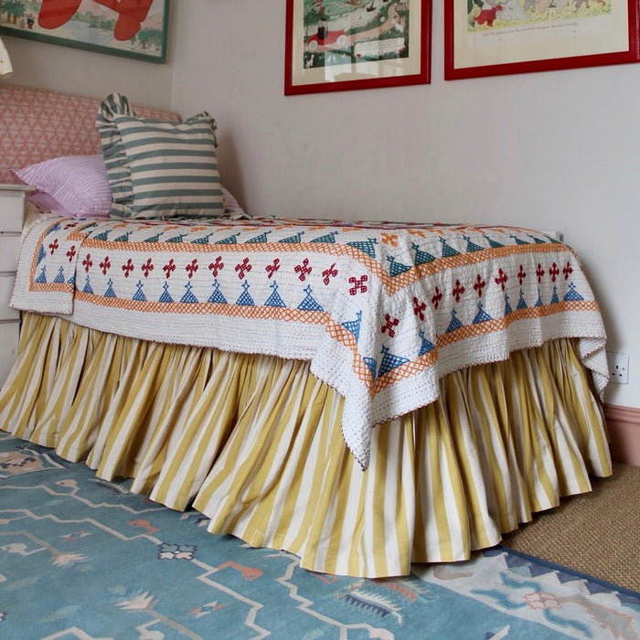 Tangier Mustard Stripe Ruffle Bed Valance