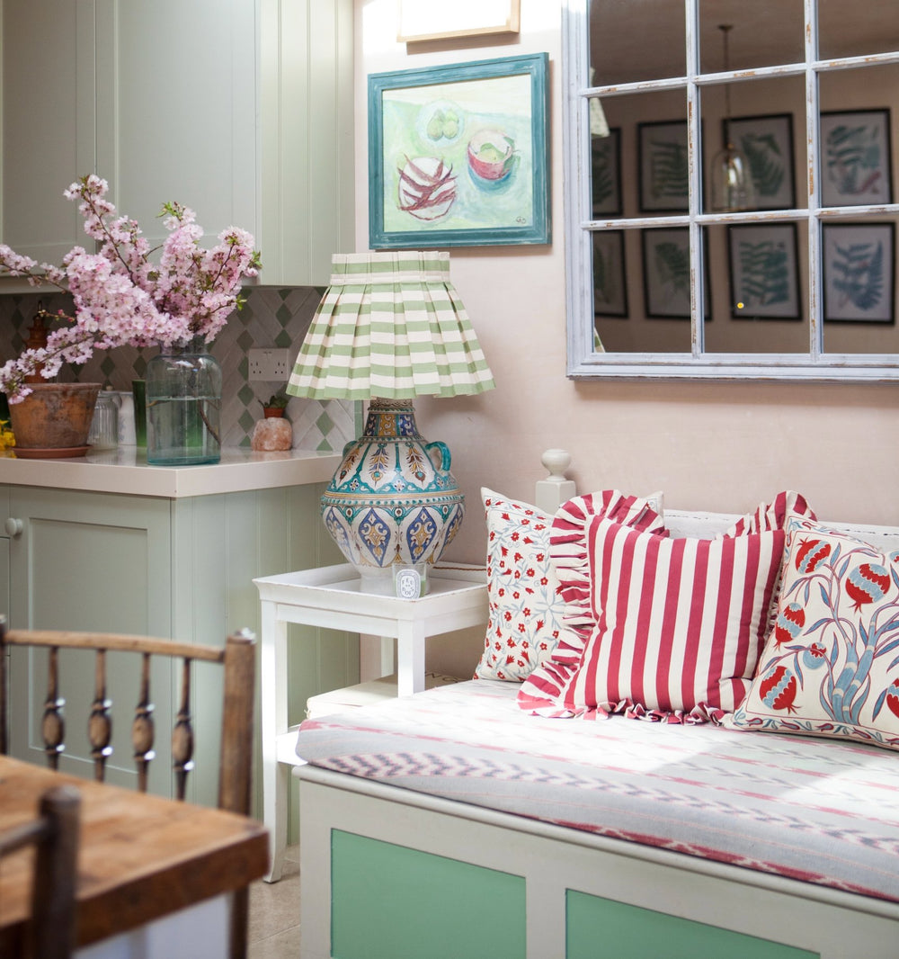 Tangier Red Stripe Frilly Cushion