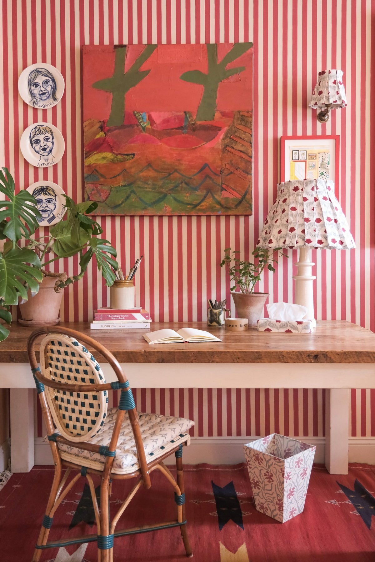 Tangier Red Stripe Wallpaper