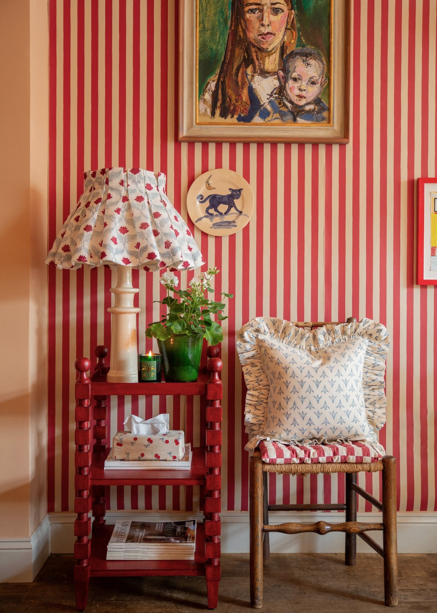 Tangier Red Stripe Wallpaper