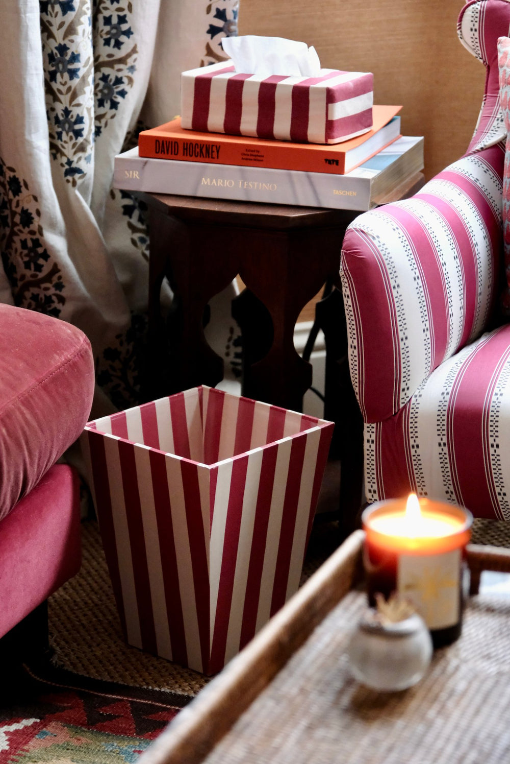 Tangier Red Stripe Waste Paper Bin